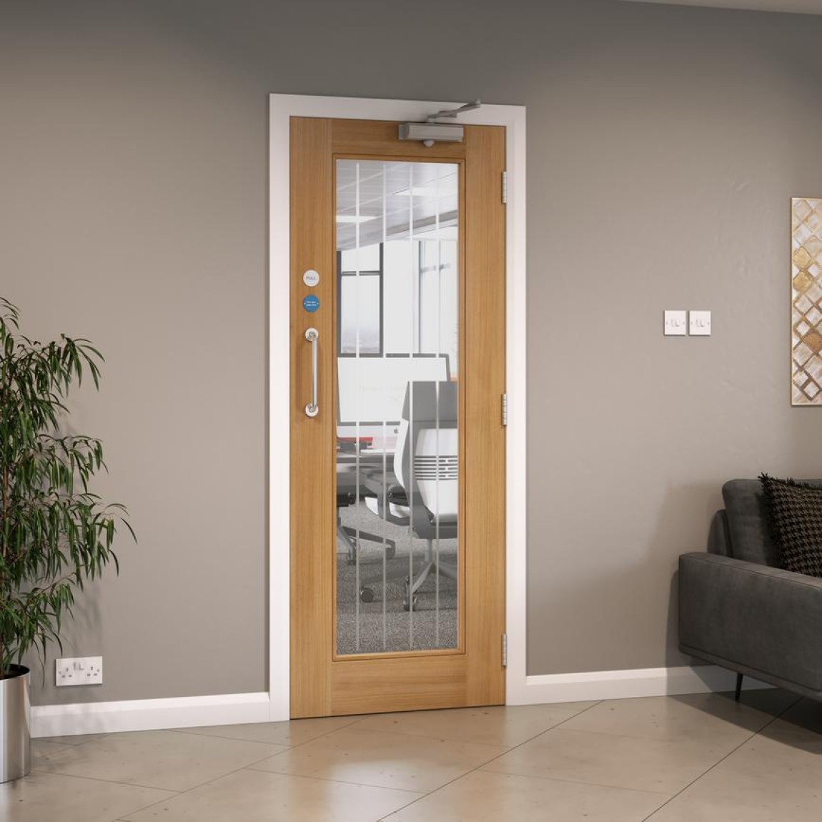 Dordogne Oak Pre-Finished Clear Glazed FD30 Fire Door - DOAR